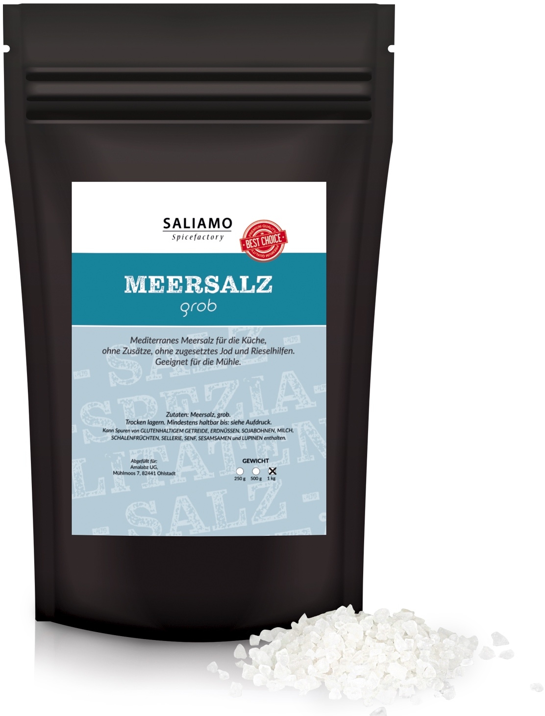 Saliamo - 1KG mediterranes Meersalz grob ohne Zusätze